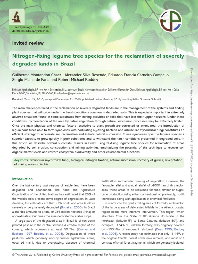 Nitrogen-Fixing Legume Tree Species For The Reclamation of Severely Degraded Lands in Brazil ...