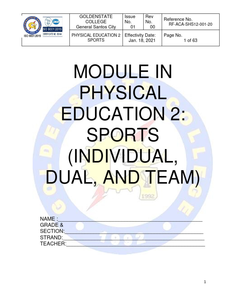 Pe 2 SHS G11 | PDF | Physical Fitness | Sports