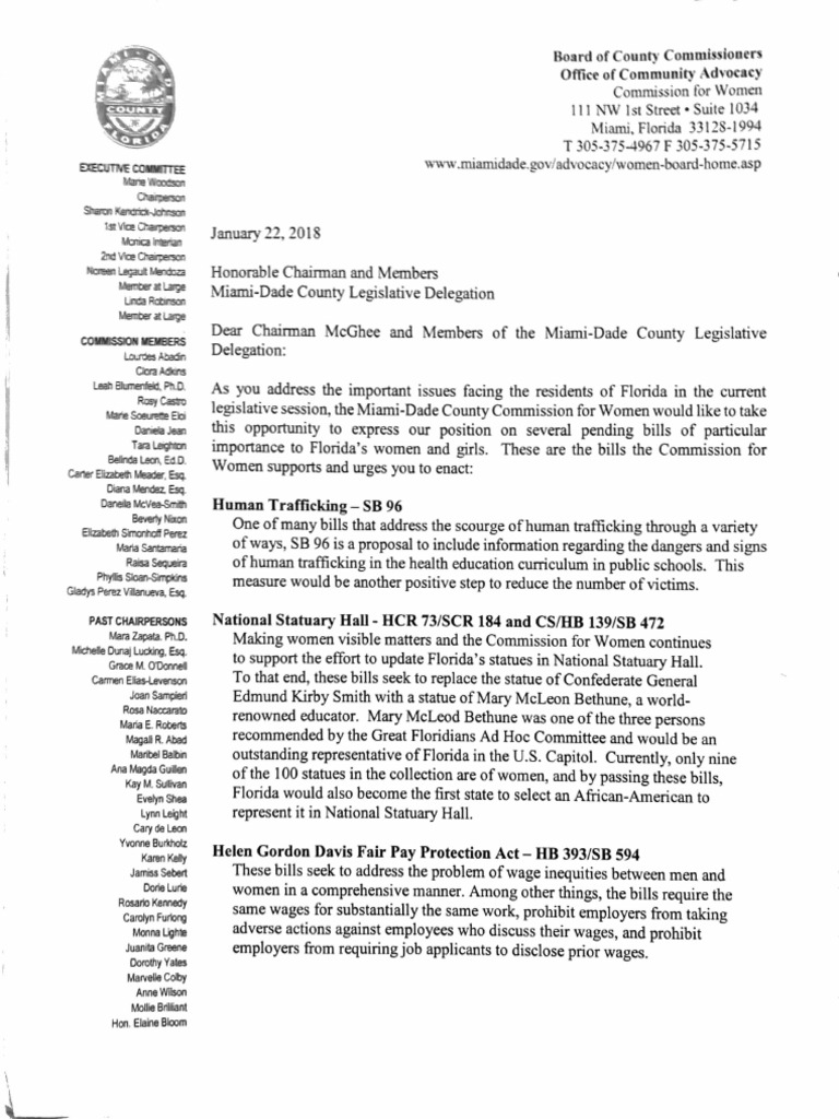 Miami-Dade CFW January 2018 Legislative Letter | PDF