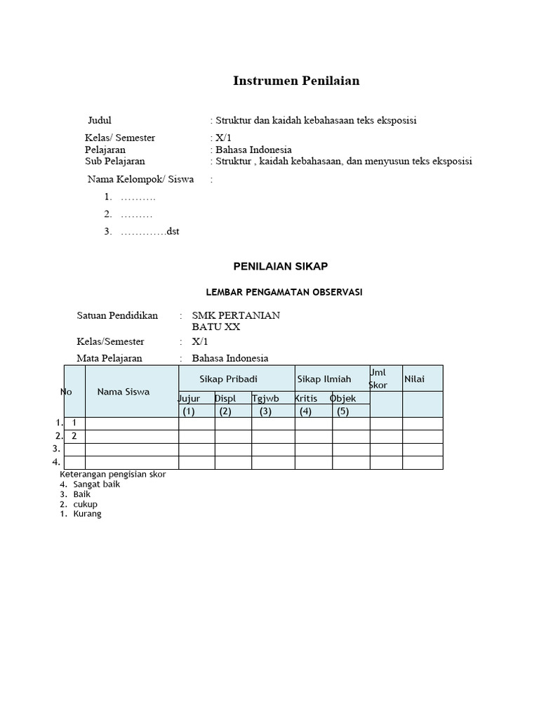 Instrumen Penilaian fORMATIF TEKS LHO | PDF
