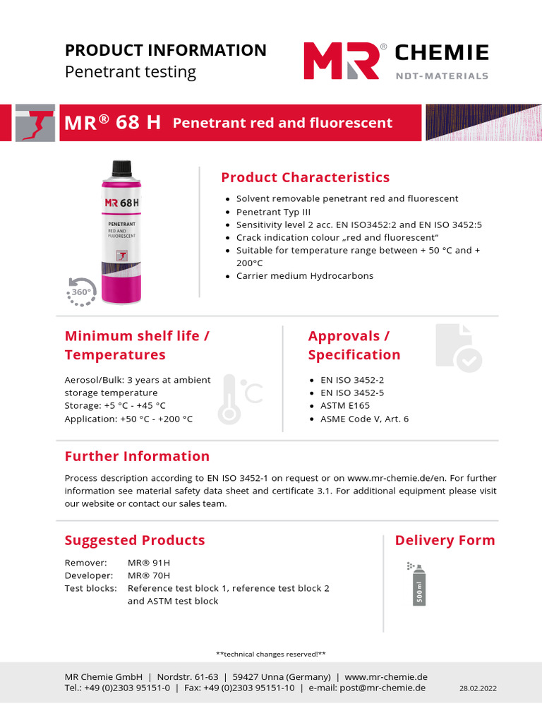 Penetrant Testing: Product Information | PDF