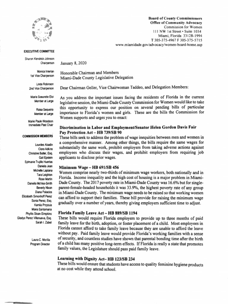 Miami-Dade CFW - January 2020 Legislative Letter | PDF