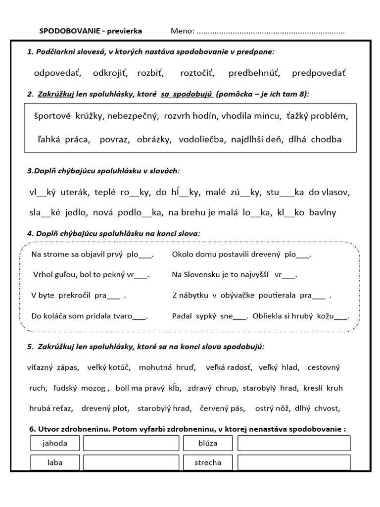 SPODOBOVANIE - Písomka | PDF