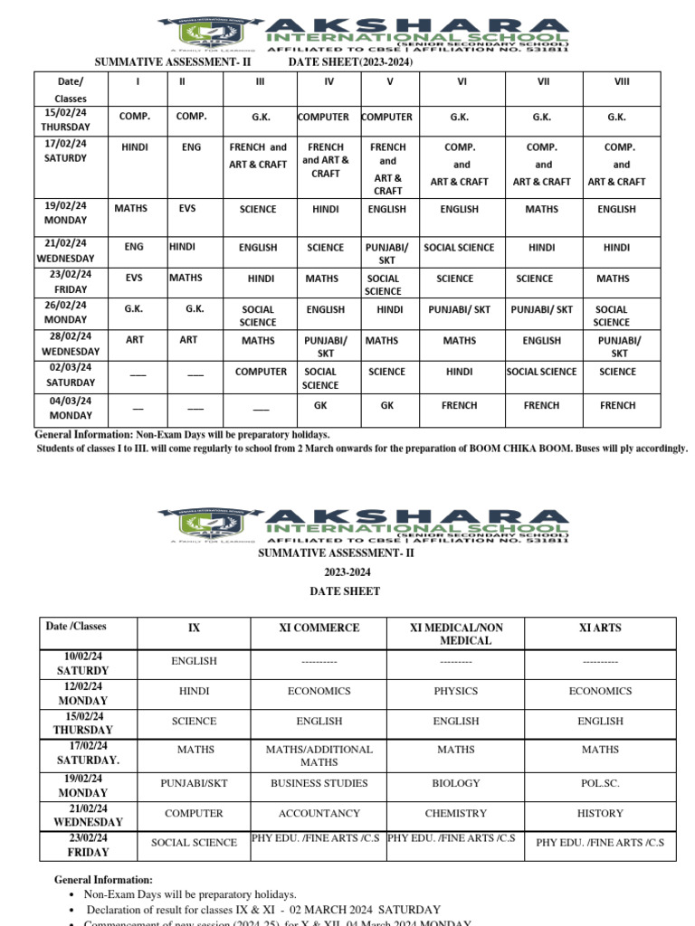 Sa II Date Sheet | PDF | Science