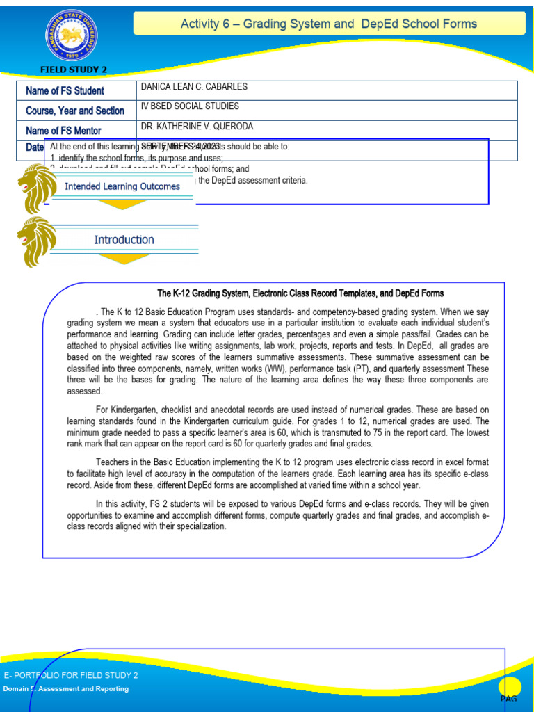 FS2 Activity 6 Final | PDF | Learning