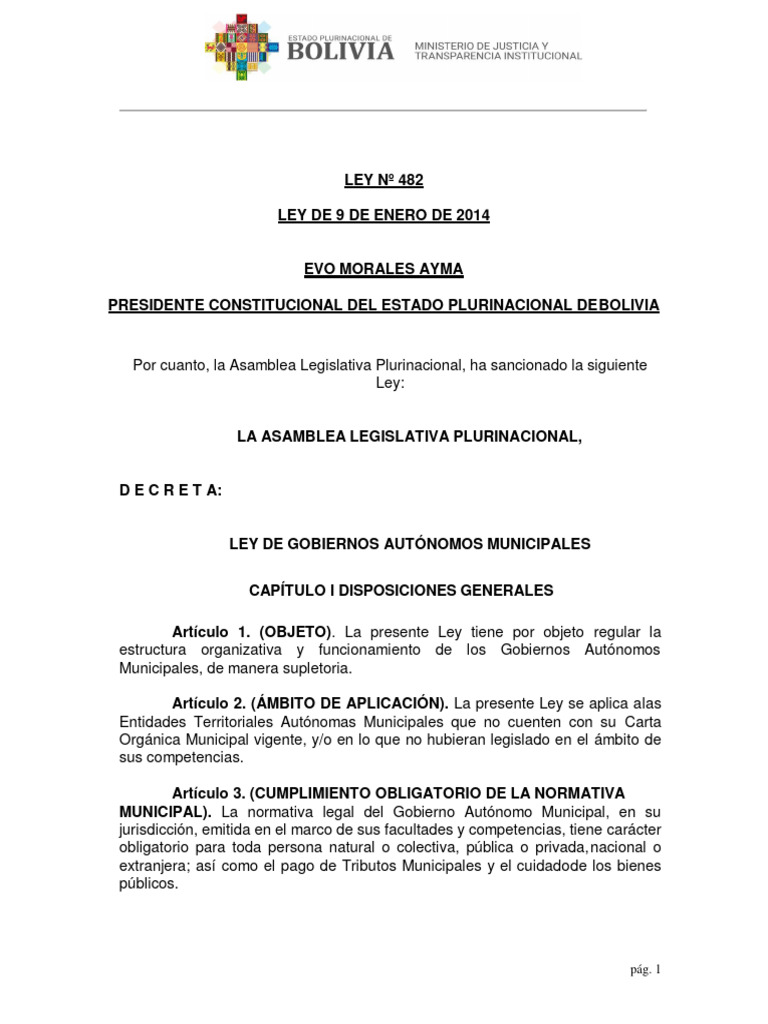 8 Ley 482 | PDF | Alcalde | Presupuesto