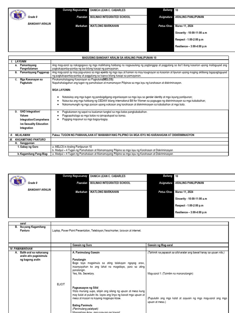 Detailed Lesson Plan Number 2 Cedaw PDF