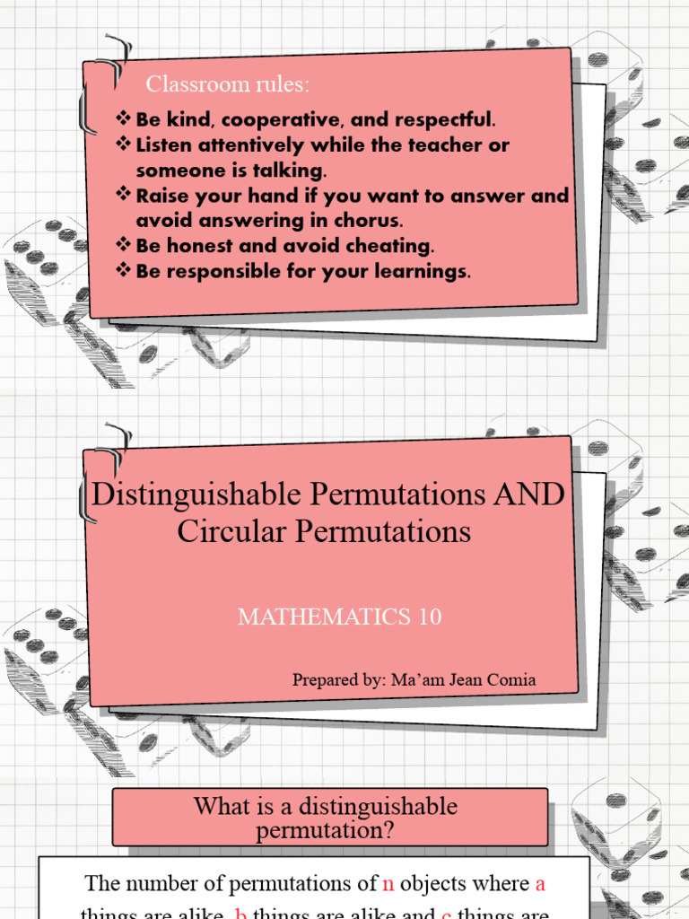 Distinguishable & Circular Permutations Guide | PDF | Permutation | Numbers