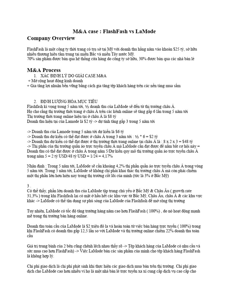 Case24 PhamMaiAnh M&A | PDF