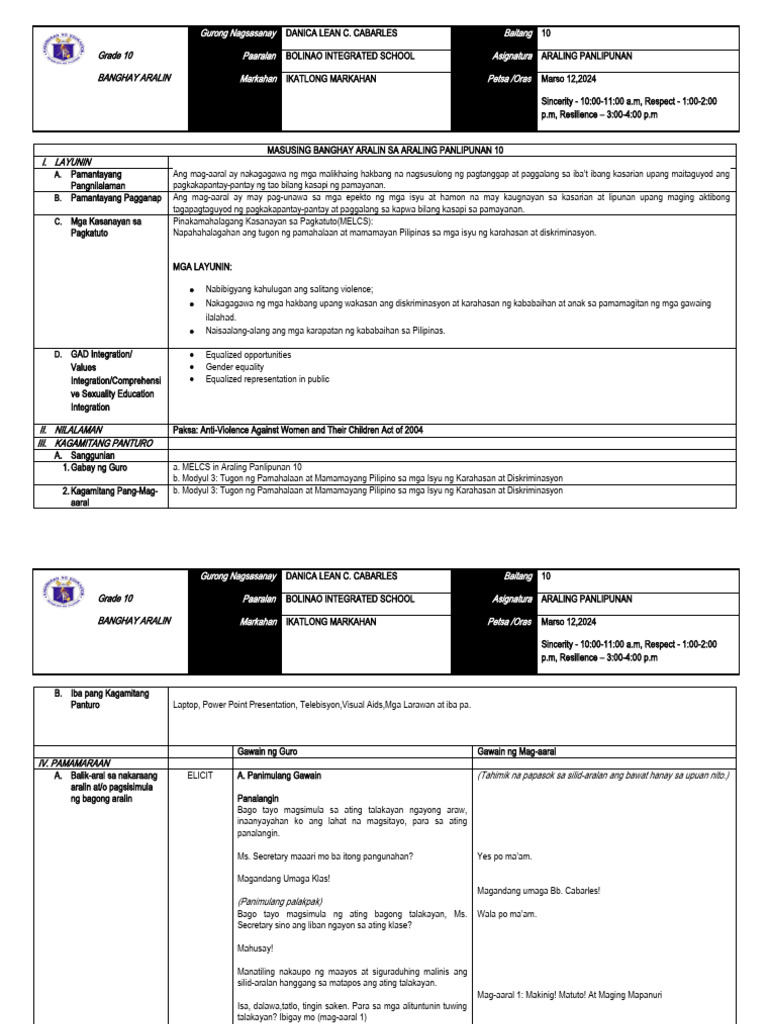 VAWC DLP Final | PDF