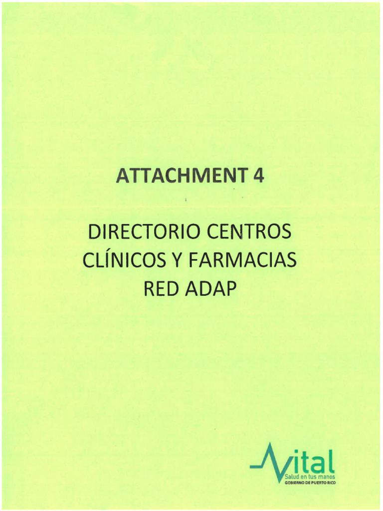 ATTACHMENT 4 Directory Clinical Centers and Pharmacies Network ADAP | PDF