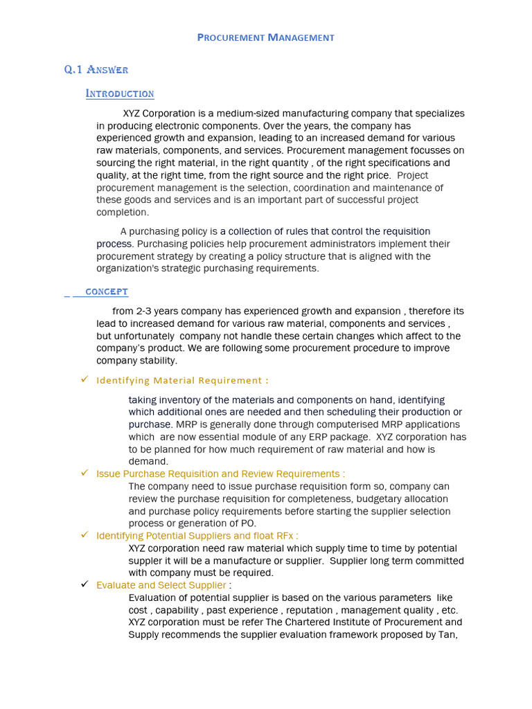 Procurement Management Gropu 3 Que | PDF | Procurement | Request For Proposal
