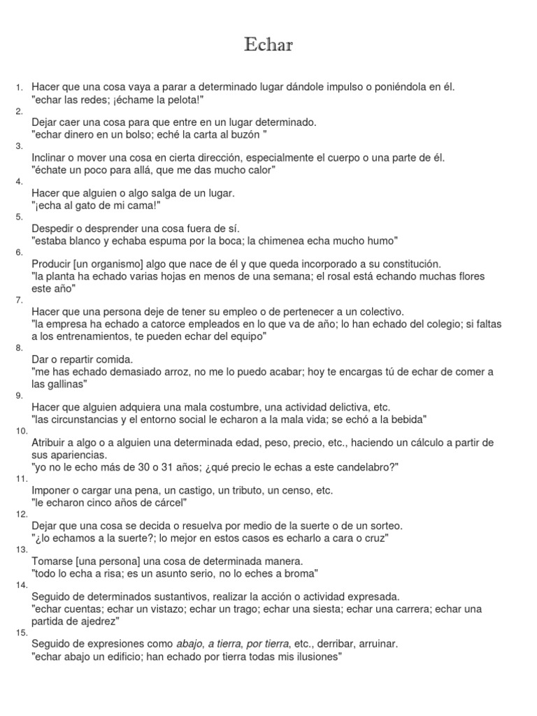 Definiciones del verbo "echar" | PDF