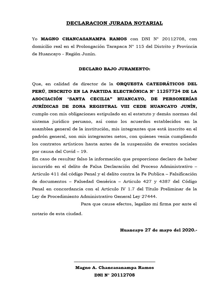 DECLARACION JURADA GENERAL | PDF | Documento de identidad | Gobierno