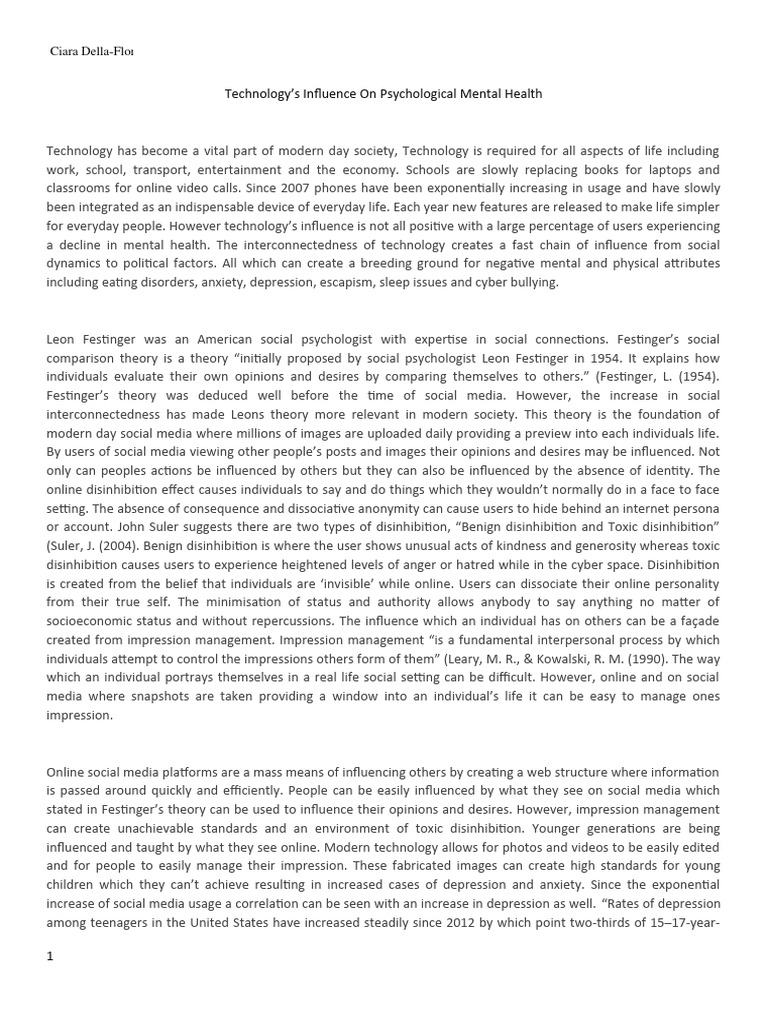 Technology's Impact on Adolescent Mental Health | PDF | Social Media | Popular Culture & Media ...