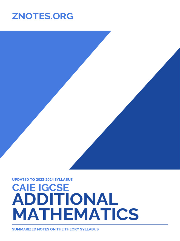 Caie Igcse Additional Mathematics 0606 Theory v2 | PDF | Trigonometric ...