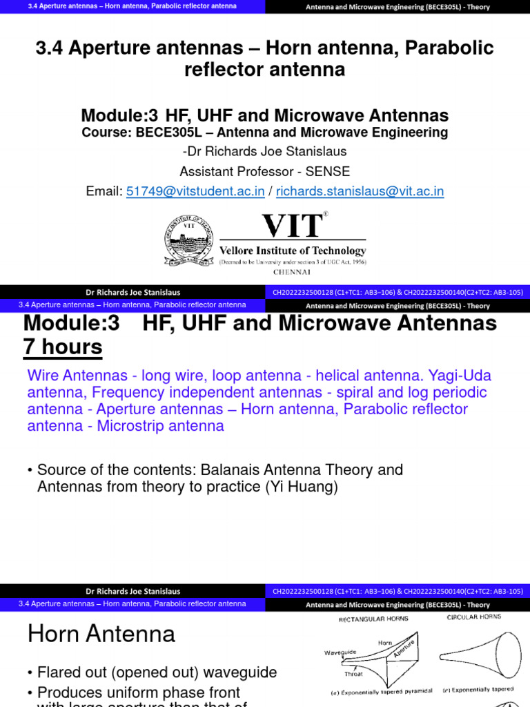 AME - 3.4 Aperture Antennas - Horn Antenna, Parabolic Reflector Antenna ...