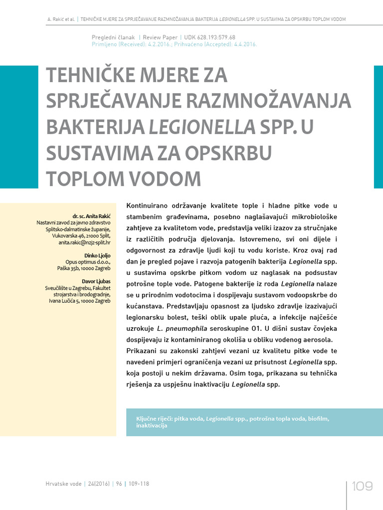 Legionela-Sprecavanje Mera | PDF