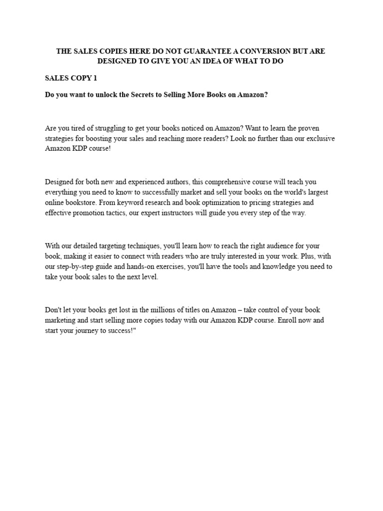 Sales Copy Files | PDF | Self Publishing | Books Sales Copy Files | PDF | Self Publishing | Books