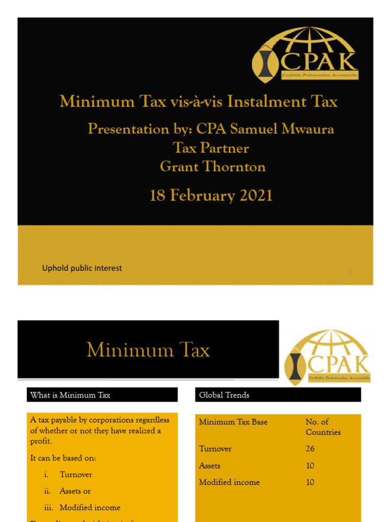 Icpak PPT Minimum Tax PDF | PDF | Taxes | Revenue