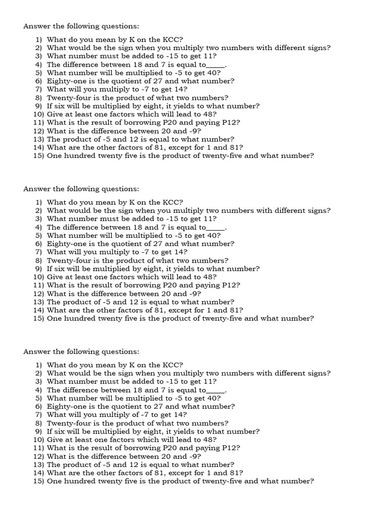 PS Quiz | PDF | Arithmetic