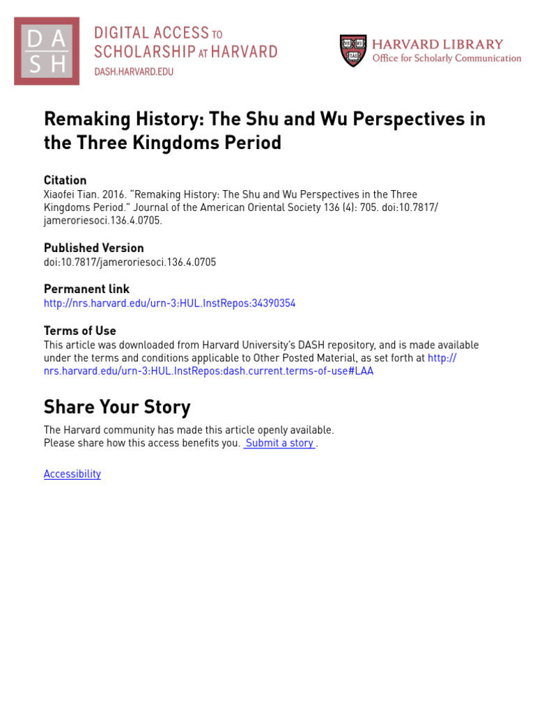 2016 - Remaking History The Shu and Wu Perspectives of Three Kingdoms | PDF | Three Kingdoms