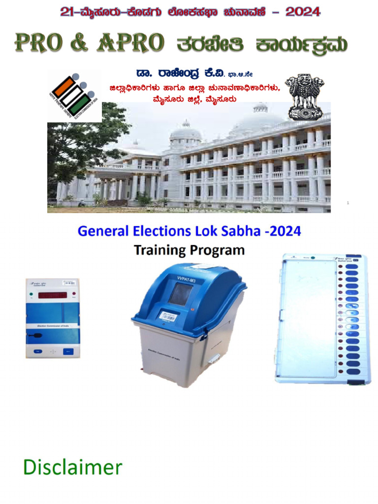 Loksabha Election-2024 ProApro Polling Party Mys Training | PDF