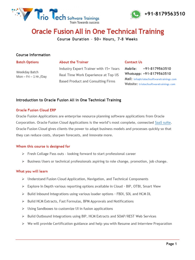Trio Tech - Oracle Fusion Technical +OIC Course - New | PDF | Cloud ...