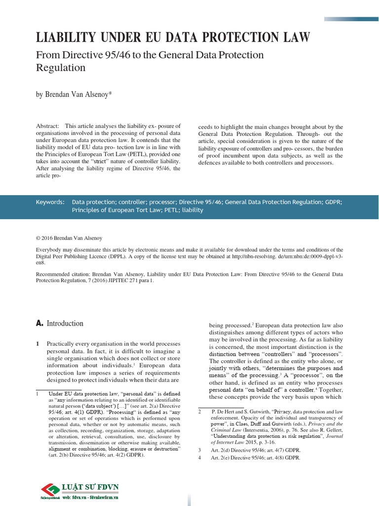Liability Under Eu Data Protection Law | PDF | Tort | Legal Liability
