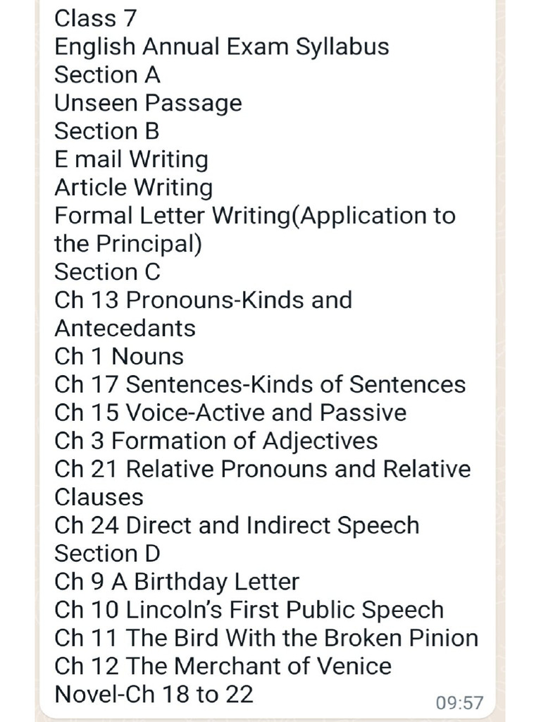 Class 7 Final SYLLABUS | PDF