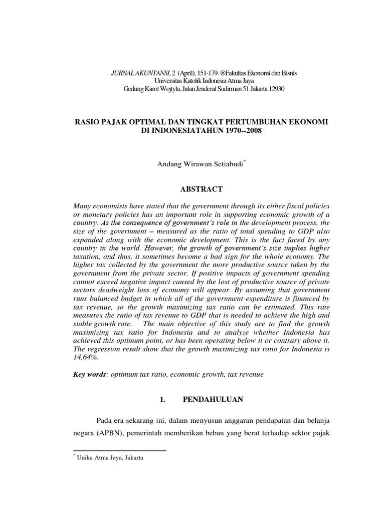 Rasio Pajak Optimal Dan Tingkat Pertumbu 69b8cd4a | PDF | Government ...