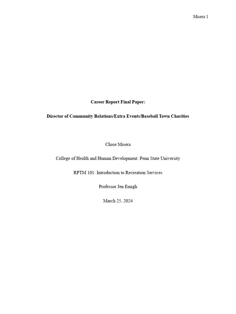 Career Report Final Paper | PDF | Career & Growth