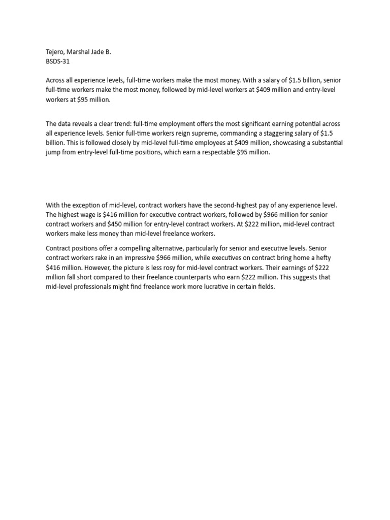 Earning Potential by Employment Type | PDF