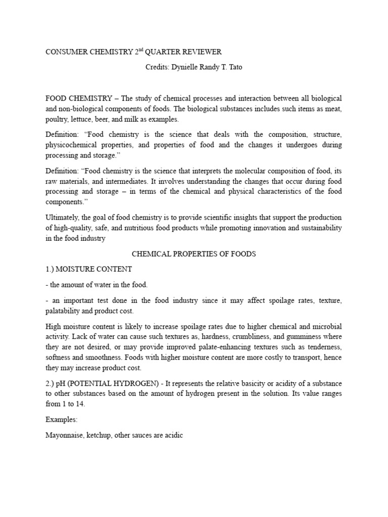 Consumer-Chemistry-2nd-Quarter-Reviewer / Grade 9 | PDF | Sugar ...