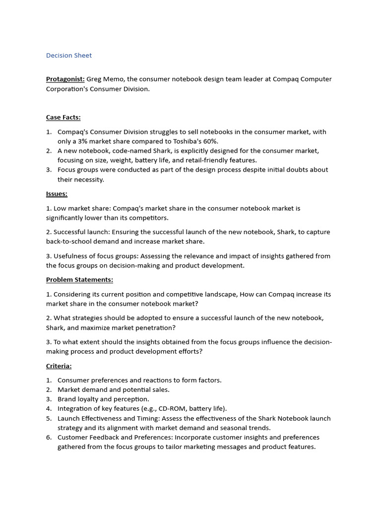 Decision Sheet | PDF | Marketing | Retail