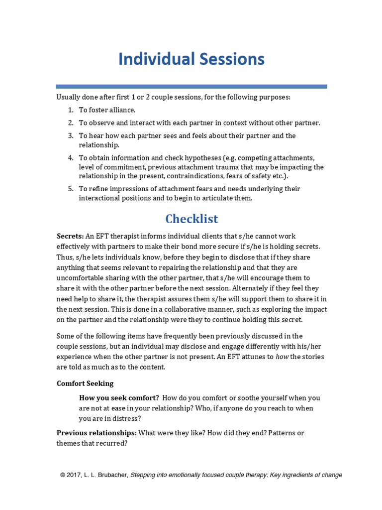 A Guide To Individual Sessions in EFT With Couples. | PDF | Intimate ...