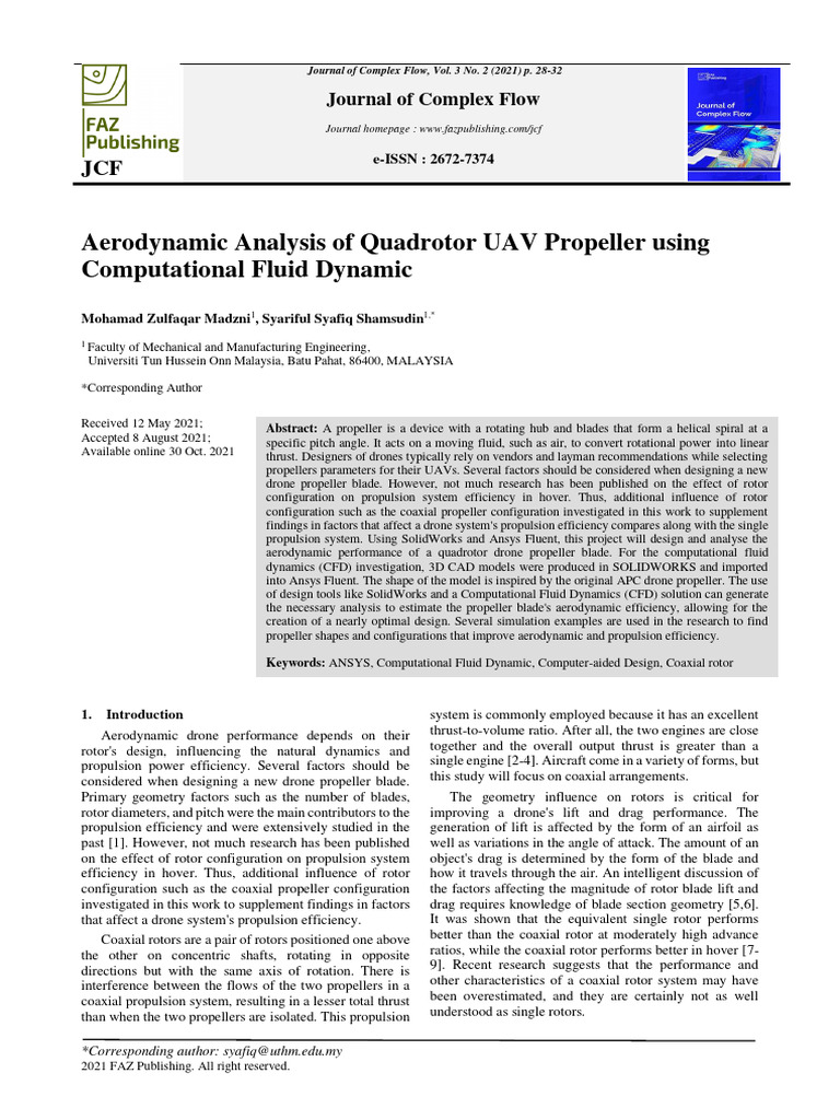 2021-Aerodynamic Analysis of Quadrotor UAV Propeller Using Computational Fluid Dynamic ...