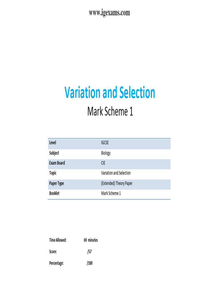 IGCSE Biology: Variation and Selection | PDF | Stoma | Leaf