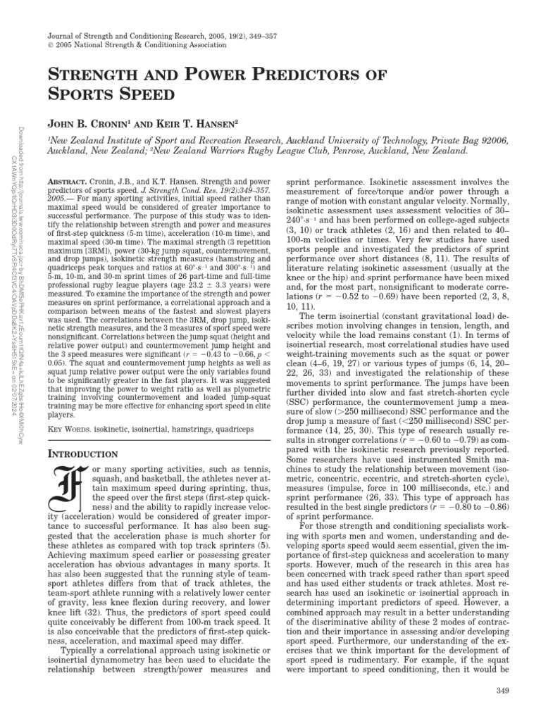 Strength and Power in Sports Speed | PDF | Strength Training | Weight