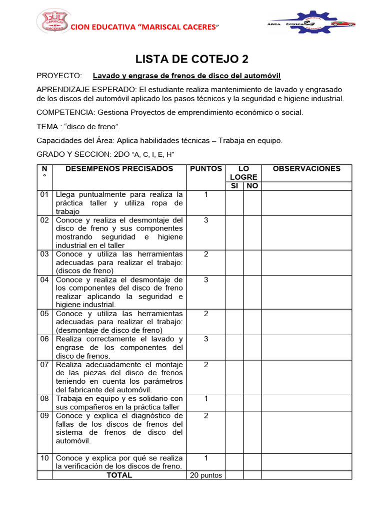 Lista de Cote 6 | PDF | Tecnología de vehículos | Vehículos