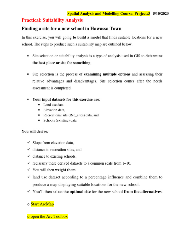 Exercise Suitability | PDF | Spatial Analysis | Parameter (Computer Programming)
