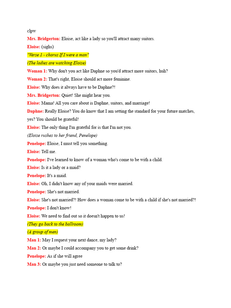 BRIDGERTON SCRIPT LIT. RP | PDF