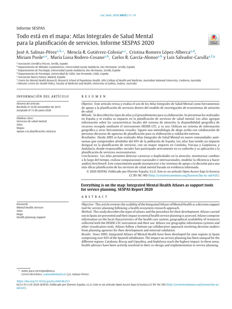 Atlas de Los Sistemas de Salud Mental España | PDF | Trabajo Social ...