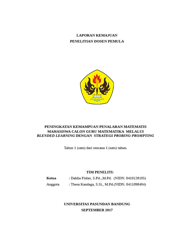 Contoh Laporan Kemajuan Penelitian Dosen | PDF Contoh Laporan Kemajuan Penelitian Dosen | PDF