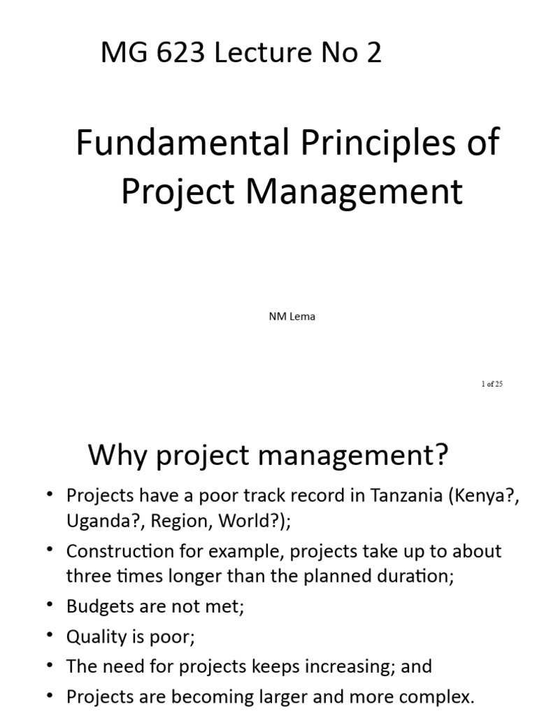 MG 623 Lecture No. 2 - Fundamental Principles Project Management - 23 ...