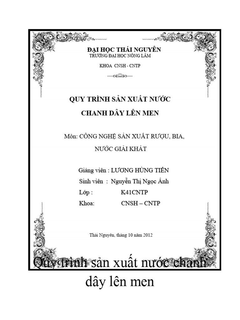 (123doc) - Quy-Trinh-San-Xuat-Nuoc-Chanh-Day-Len-Men | PDF
