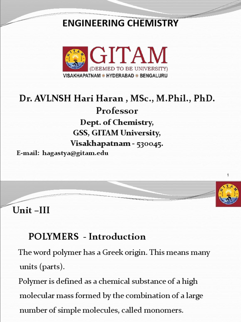 Unit III Polymers | PDF | Polymers | Thermoplastic