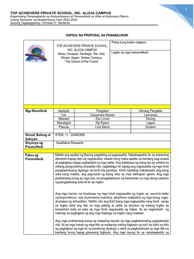 RB Capsule Proposal Cass PDF | PDF