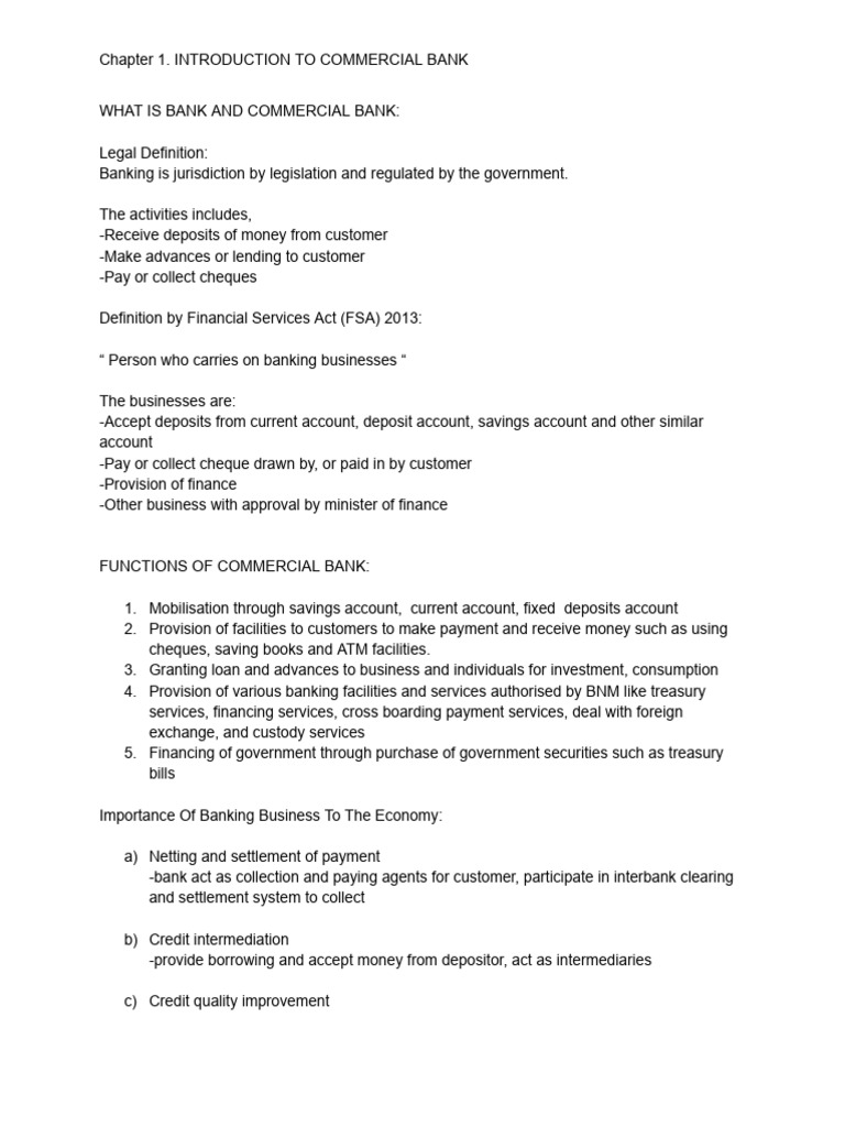 IntroductionToCommercialBank PDF | PDF | Banks | Islamic Banking And ...