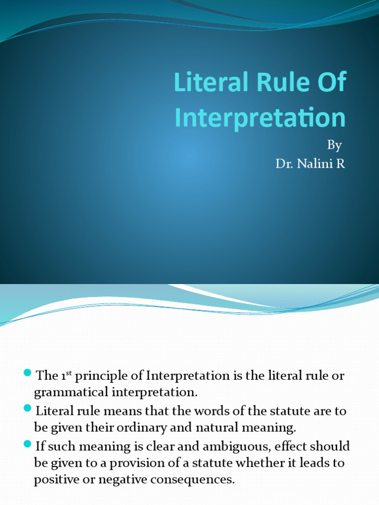 Literal Rule | PDF | Plain Meaning Rule | Sales Taxes In The United States